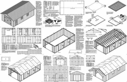 16' X 28' Car Garage Project Plans, Material List Included - Design #5 ...
